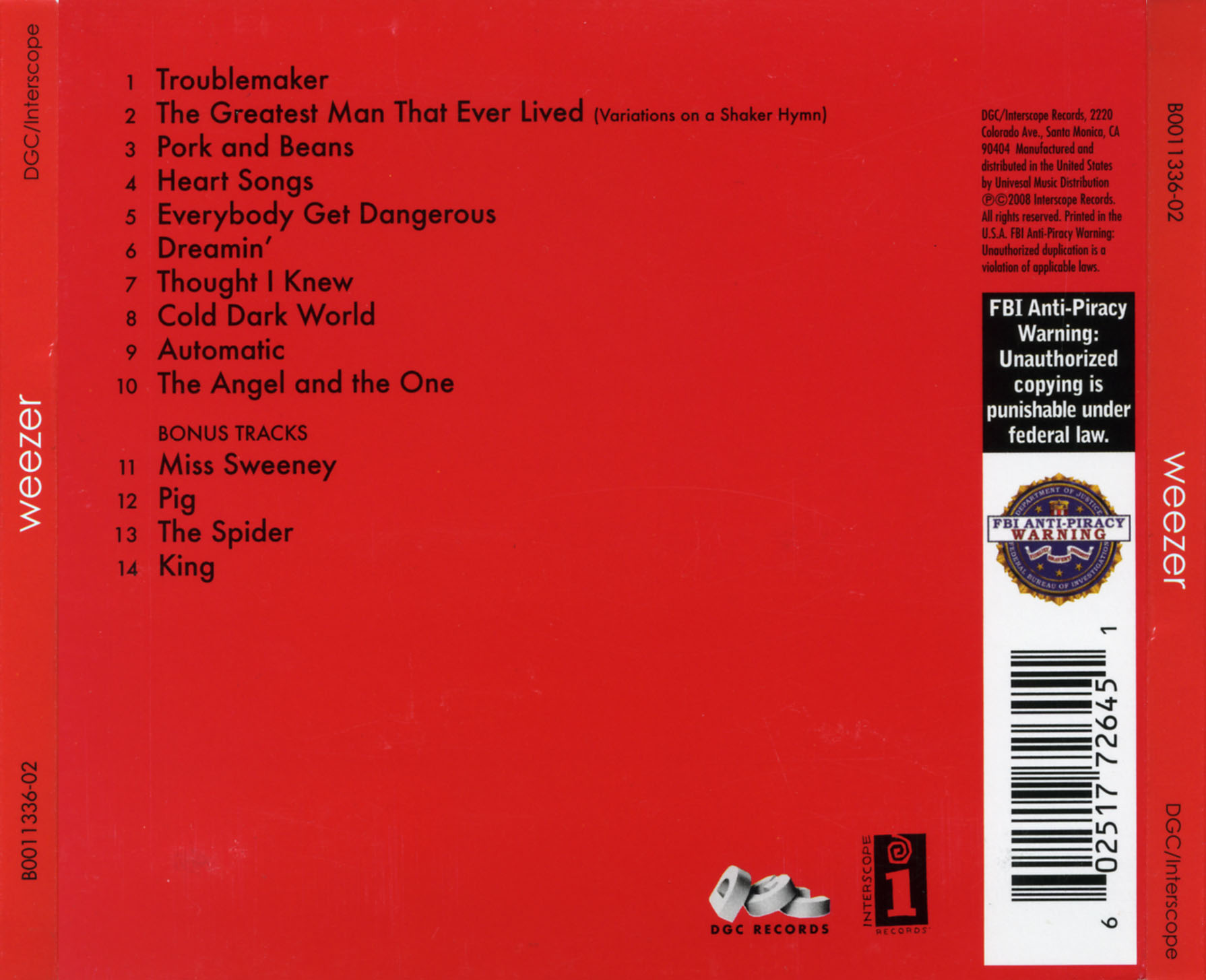 Weezer Red Album : Back | CD Covers | Cover Century | Over 1.000.000 ...